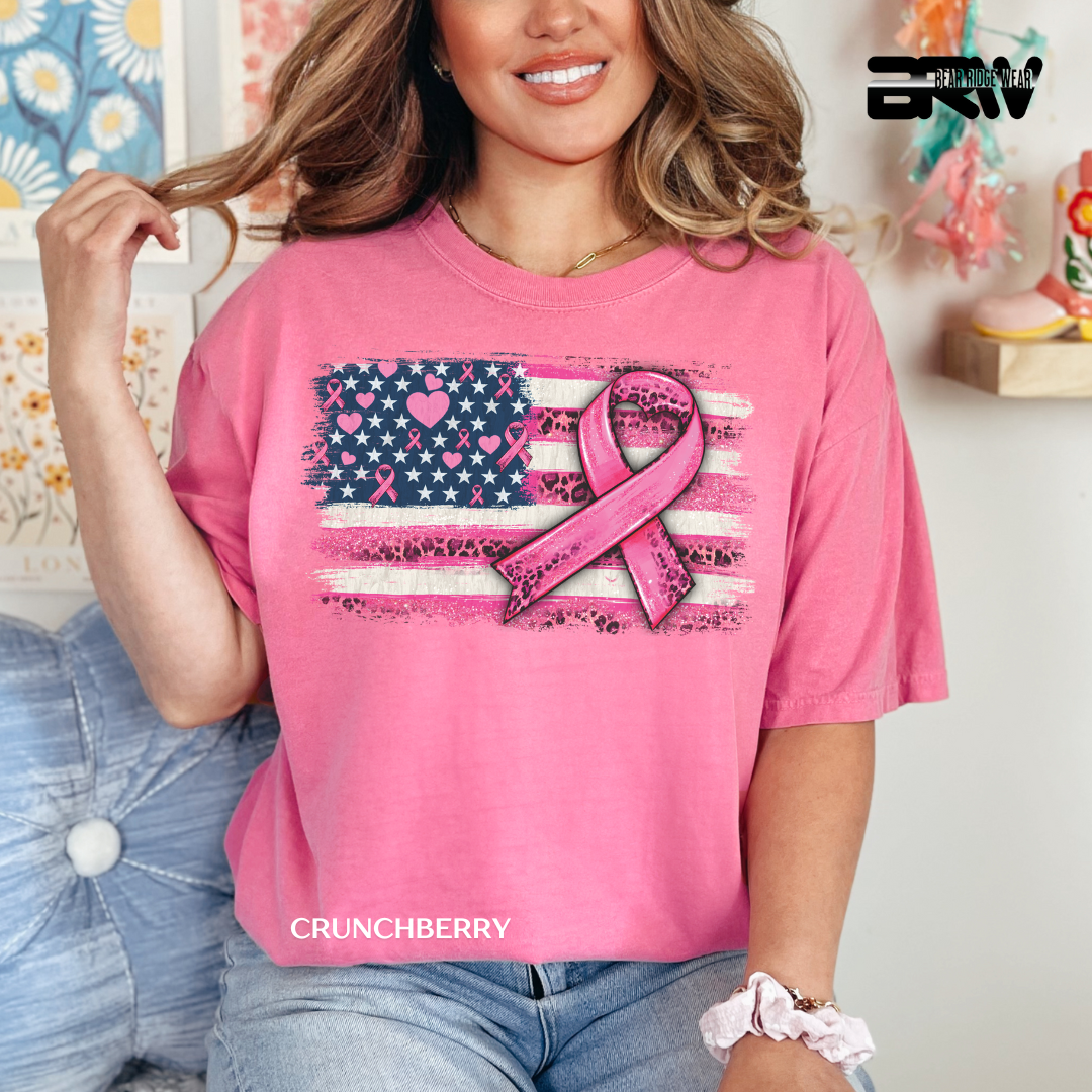 'Breast Cancer-Flag' Awareness Tee – Bear Ridge Wear